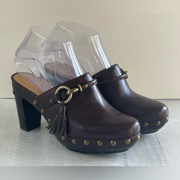 Coach | Shoes | Coach Shasha Vachettamule Studded Chocolate Leather ...